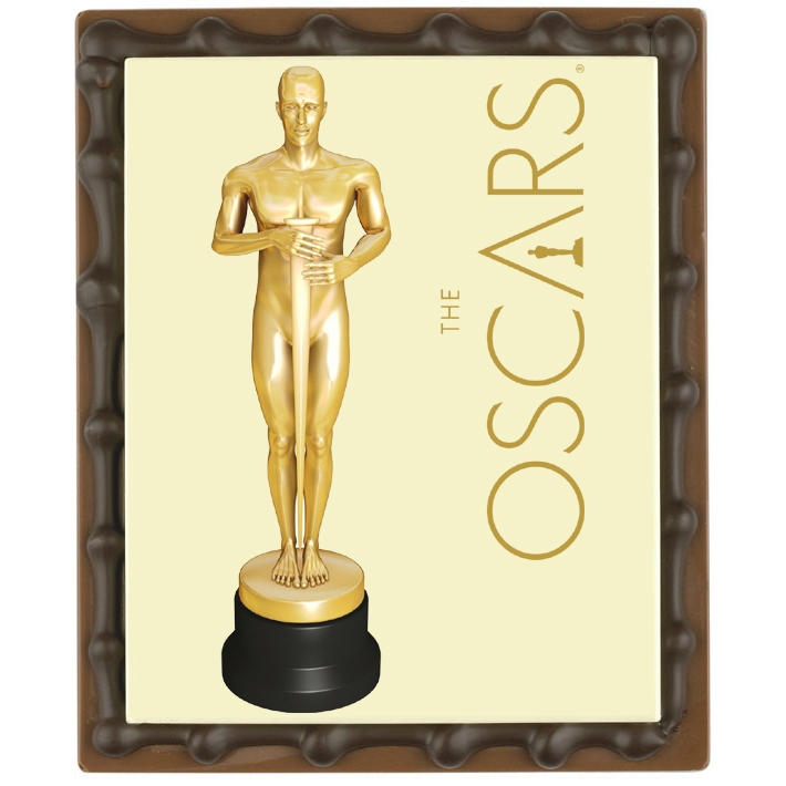 Oscar van chocolade in geschenkkoker