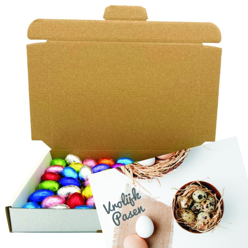 Postdoosje met 150 gram eitjes verzendklaar
