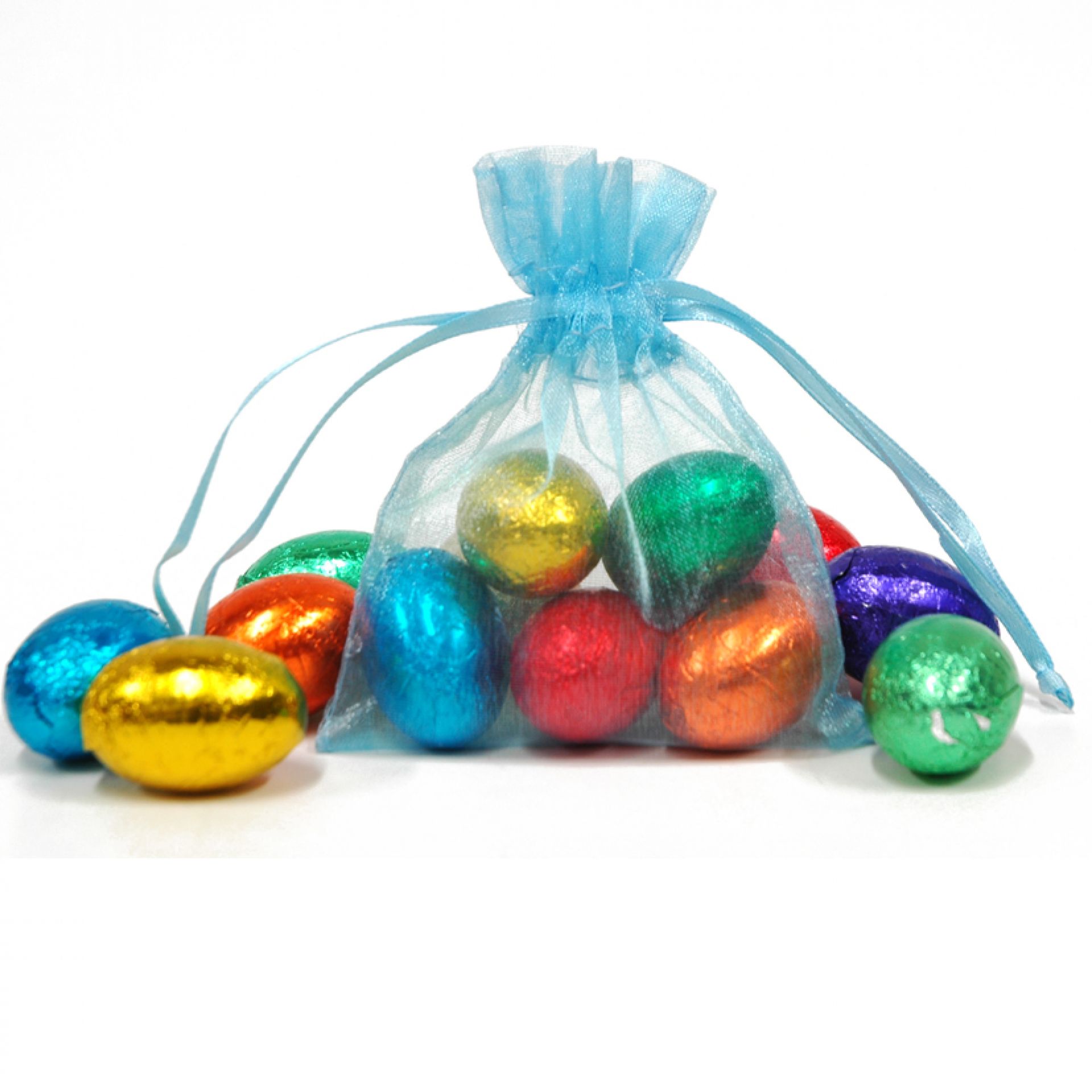 Paasgeschenk Organza zakje met paaseitjes - LogoChoc