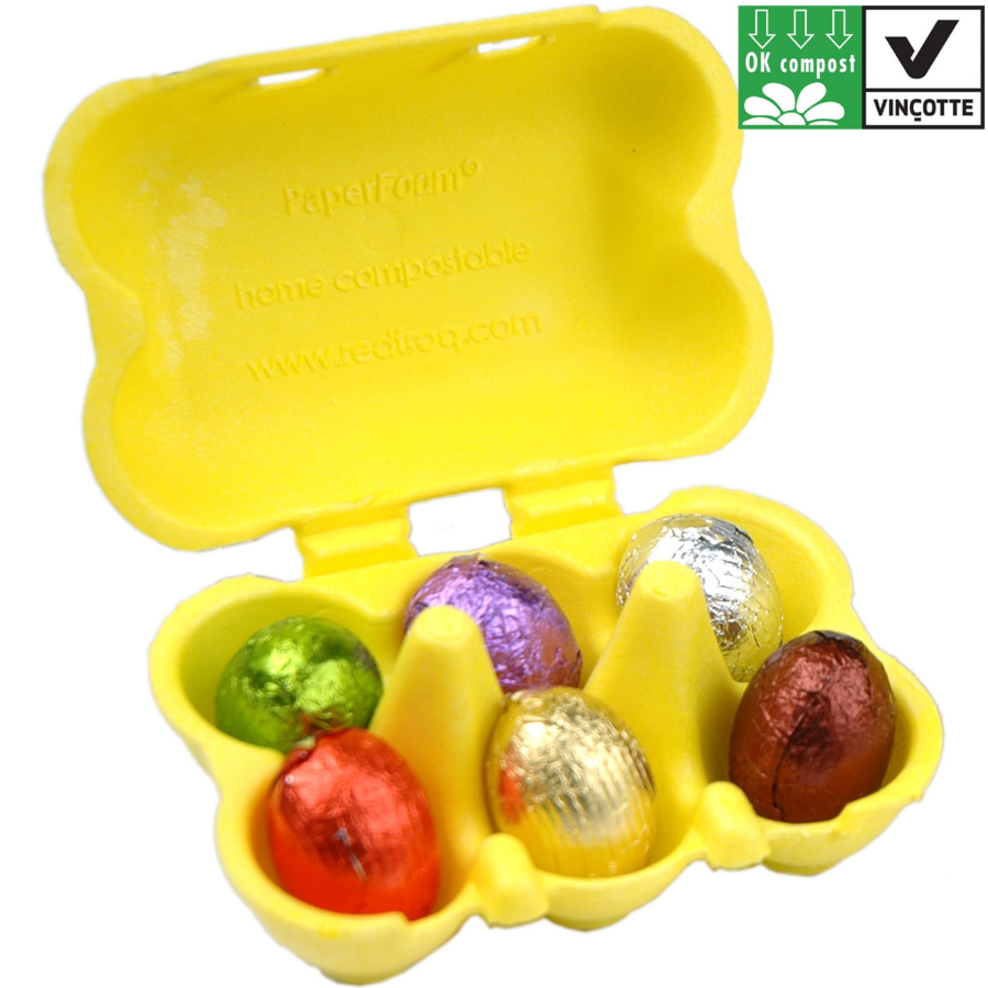 Biologische eierdoos geel - LogoChoc