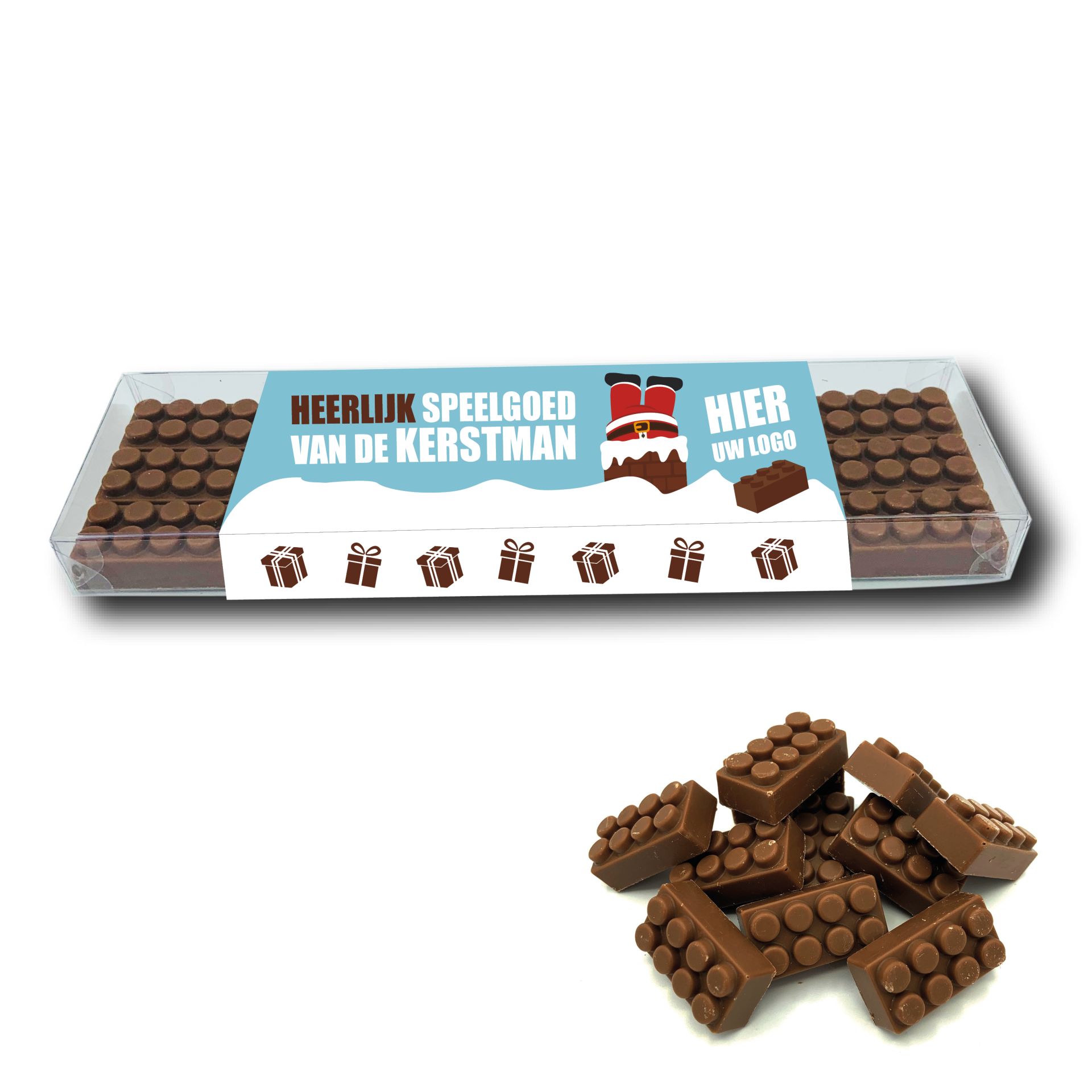Kerst chocolade speelgoed met 10 legoblokjes