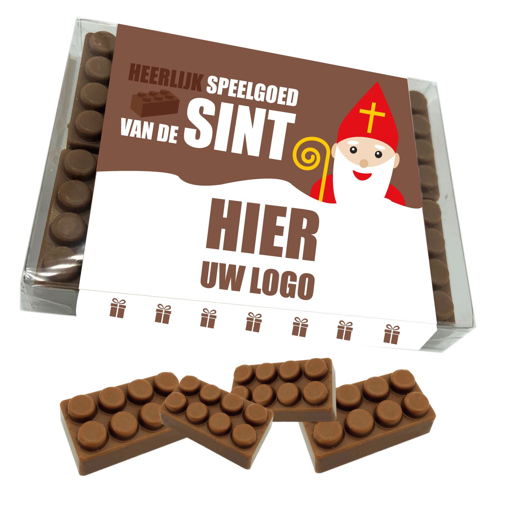 Sint chocolade speelgoed met 10 legoblokjes